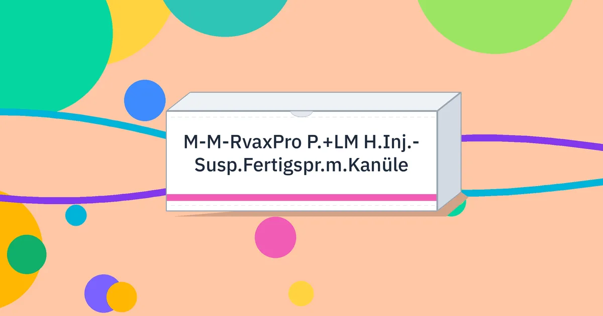 Symbolbild: Packung mit der Aufschrift M-M-RvaxPro P.+LM H.Inj.-Susp.Fertigspr.m.Kanüle (PZN 18103290) – Verfügbarkeit und Bezug in Apotheken in Frankfurt am Main