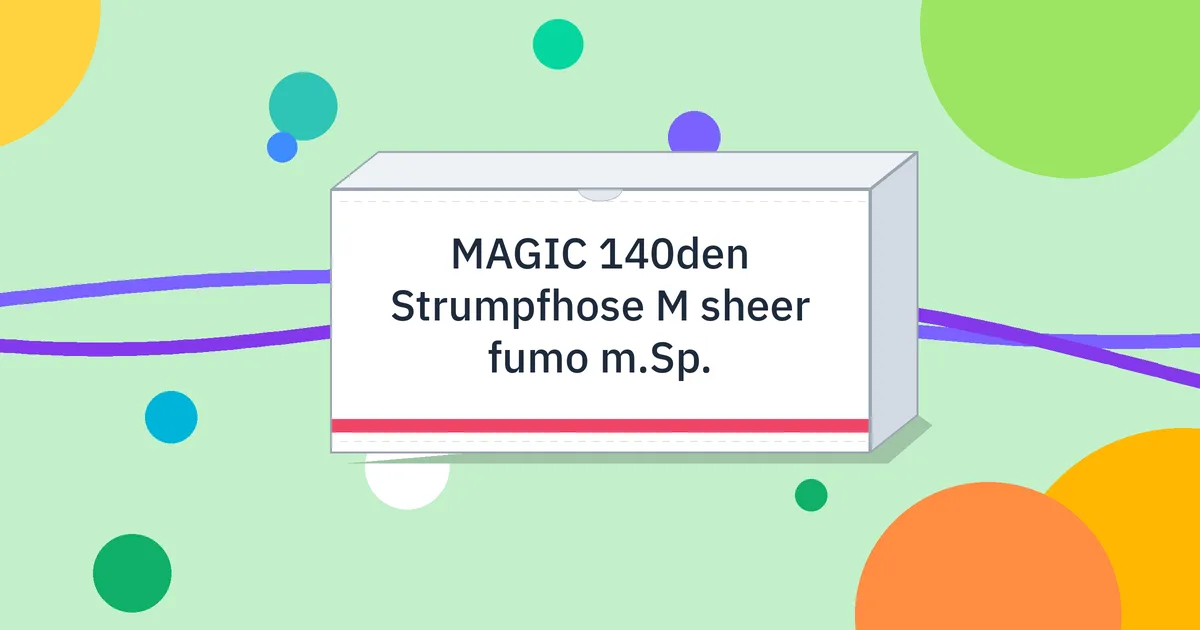 Symbolbild: Packung mit der Aufschrift MAGIC 140den Strumpfhose M sheer fumo m.Sp. (PZN 16181825) – Verfügbarkeit und Bezug in Apotheken in Frankfurt am Main