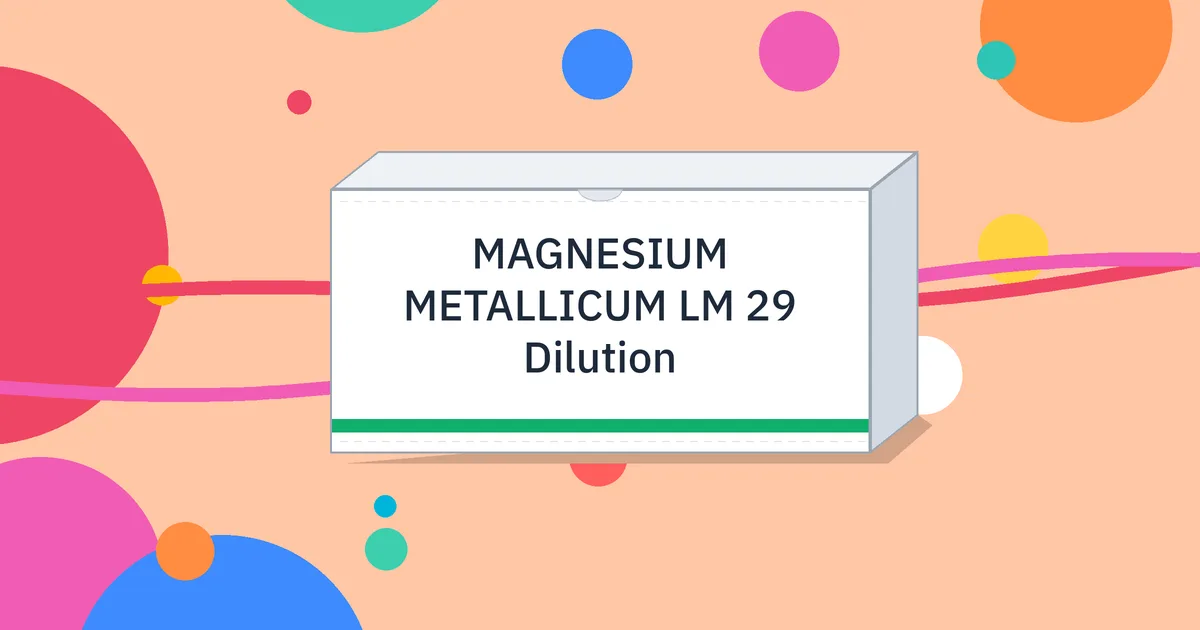 Symbolbild: Packung mit der Aufschrift MAGNESIUM METALLICUM LM 29 Dilution (PZN 12938591) – Verfügbarkeit und Bezug in Apotheken in Frankfurt am Main