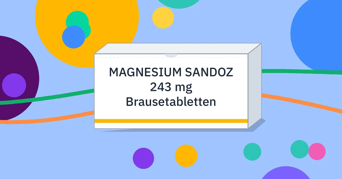 Symbolbild: Packung mit der Aufschrift MAGNESIUM SANDOZ 243 mg Brausetabletten (PZN 11013448) – Verfügbarkeit und Bezug in Apotheken in Frankfurt am Main