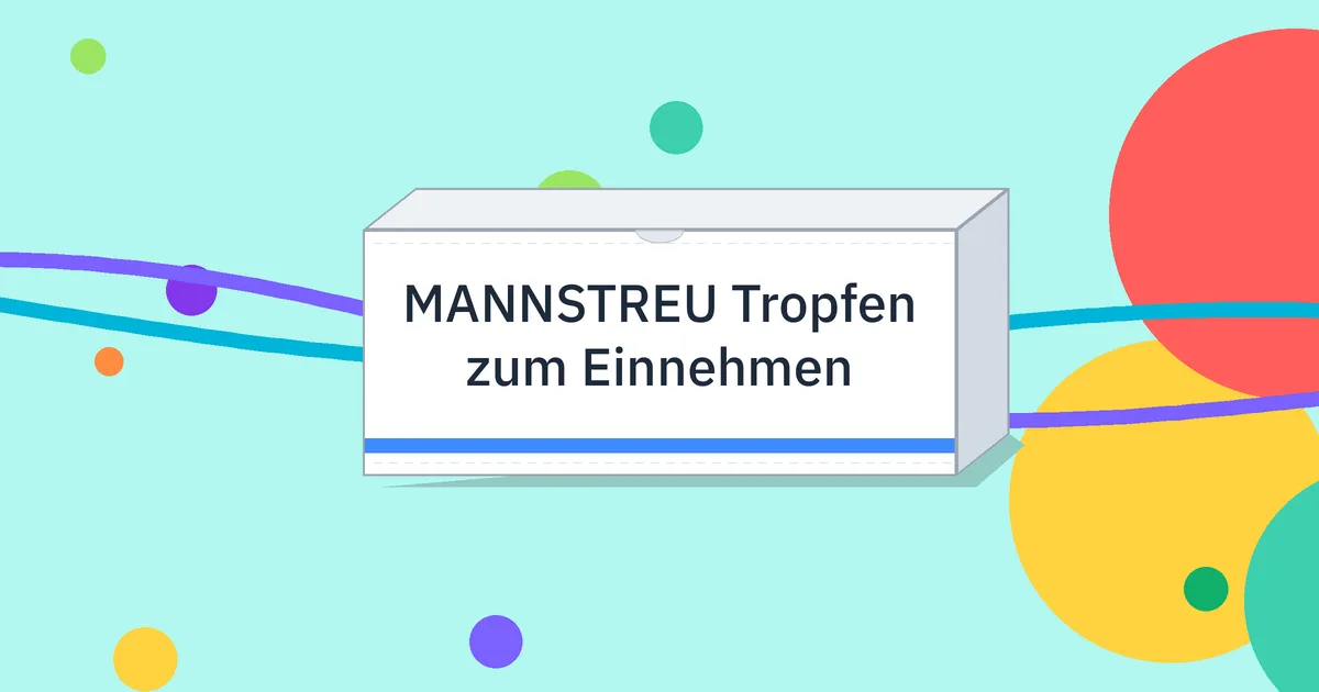 Symbolbild: Packung mit der Aufschrift MANNSTREU Tropfen zum Einnehmen (PZN 11601990) – Verfügbarkeit und Bezug in Apotheken in Frankfurt am Main