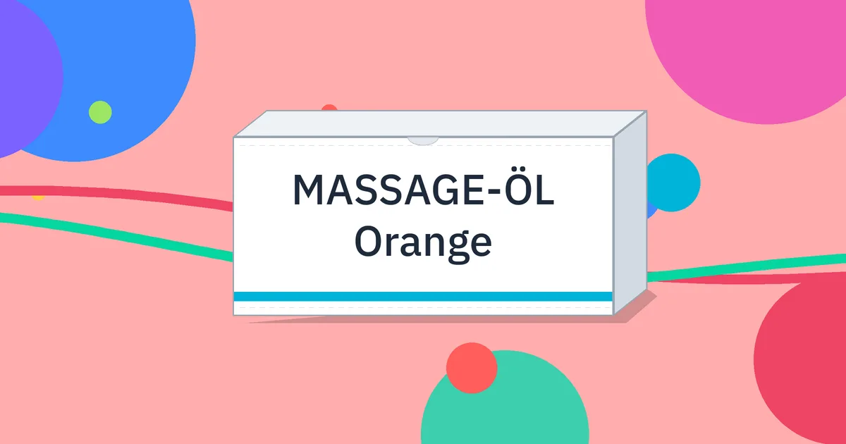 Symbolbild: Packung mit der Aufschrift MASSAGE-ÖL Orange (PZN 12377307) – Verfügbarkeit und Bezug in Apotheken in Frankfurt am Main