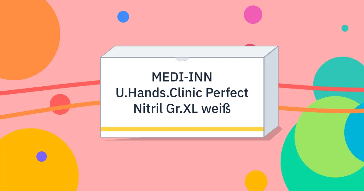 Symbolbild: Packung mit der Aufschrift MEDI-INN U.Hands.Clinic Perfect Nitril Gr.XL weiß (PZN 10535191) – Verfügbarkeit und Bezug in Apotheken in Frankfurt am Main
