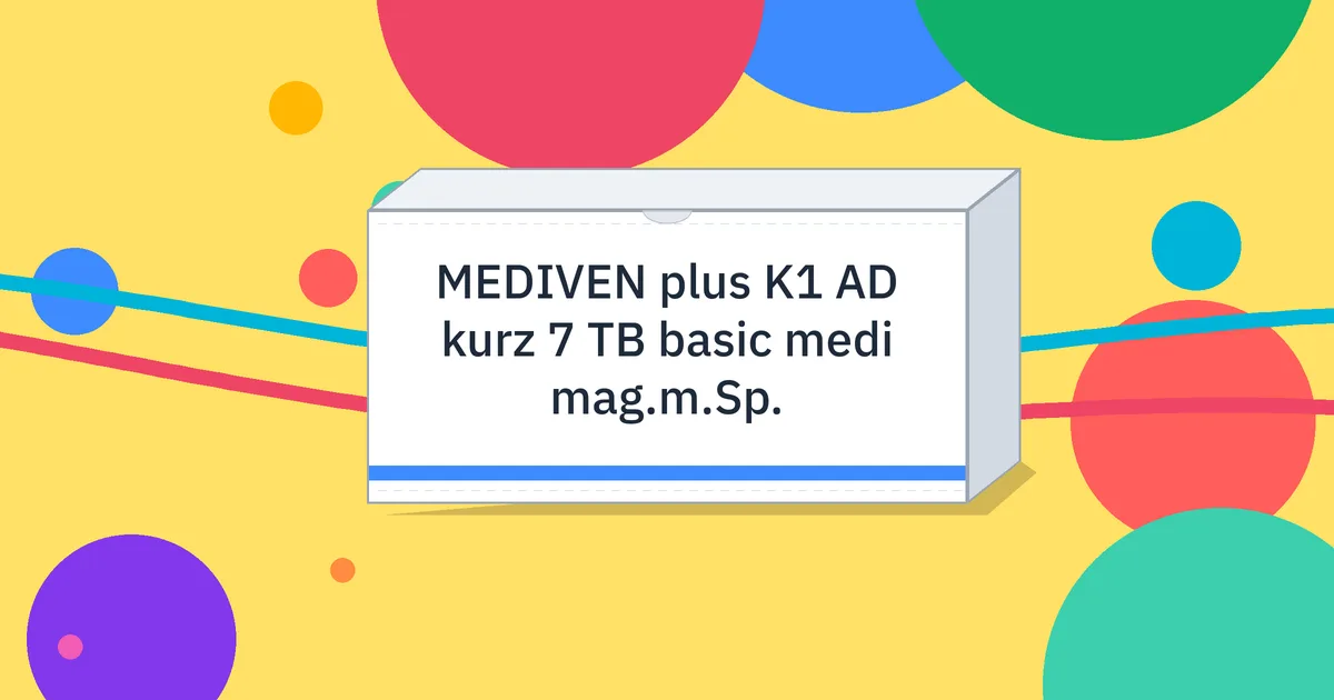 Symbolbild: Packung mit der Aufschrift MEDIVEN plus K1 AD kurz 7 TB basic medi mag.m.Sp. (PZN 15045793) – Verfügbarkeit und Bezug in Apotheken in Frankfurt am Main