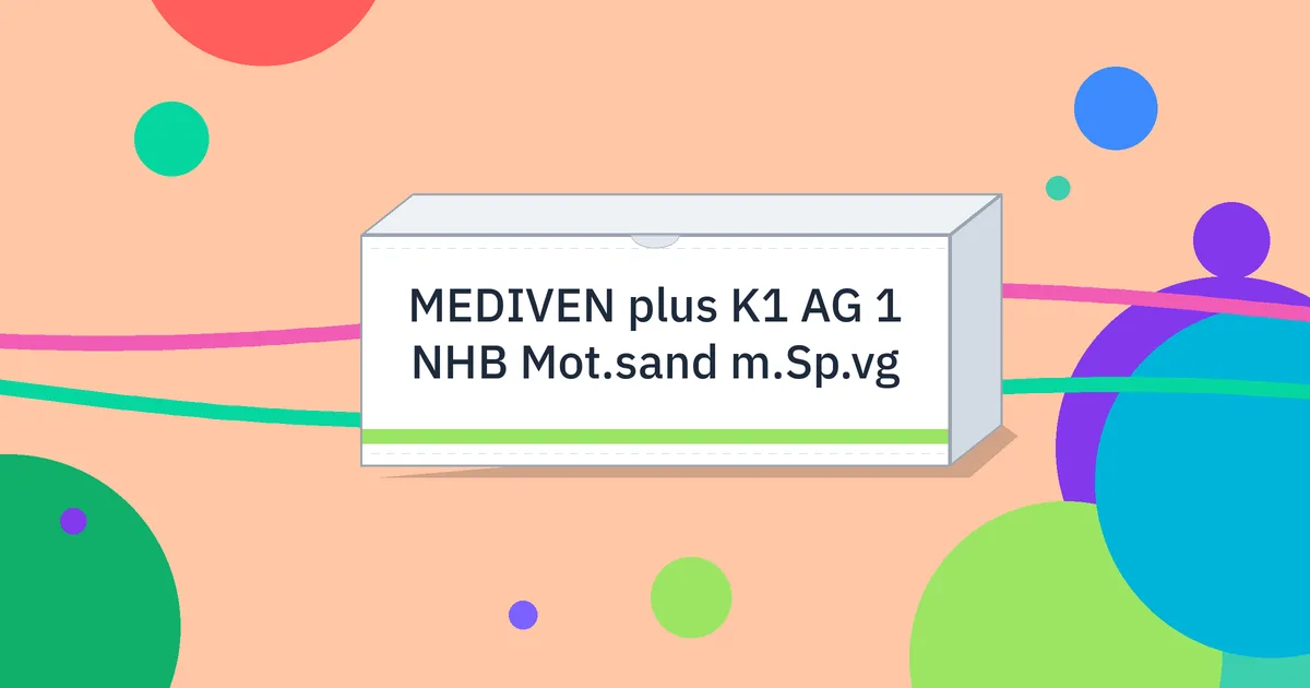 Symbolbild: Packung mit der Aufschrift MEDIVEN plus K1 AG 1 NHB Mot.sand m.Sp.vg (PZN 18940608) – Verfügbarkeit und Bezug in Apotheken in Frankfurt am Main