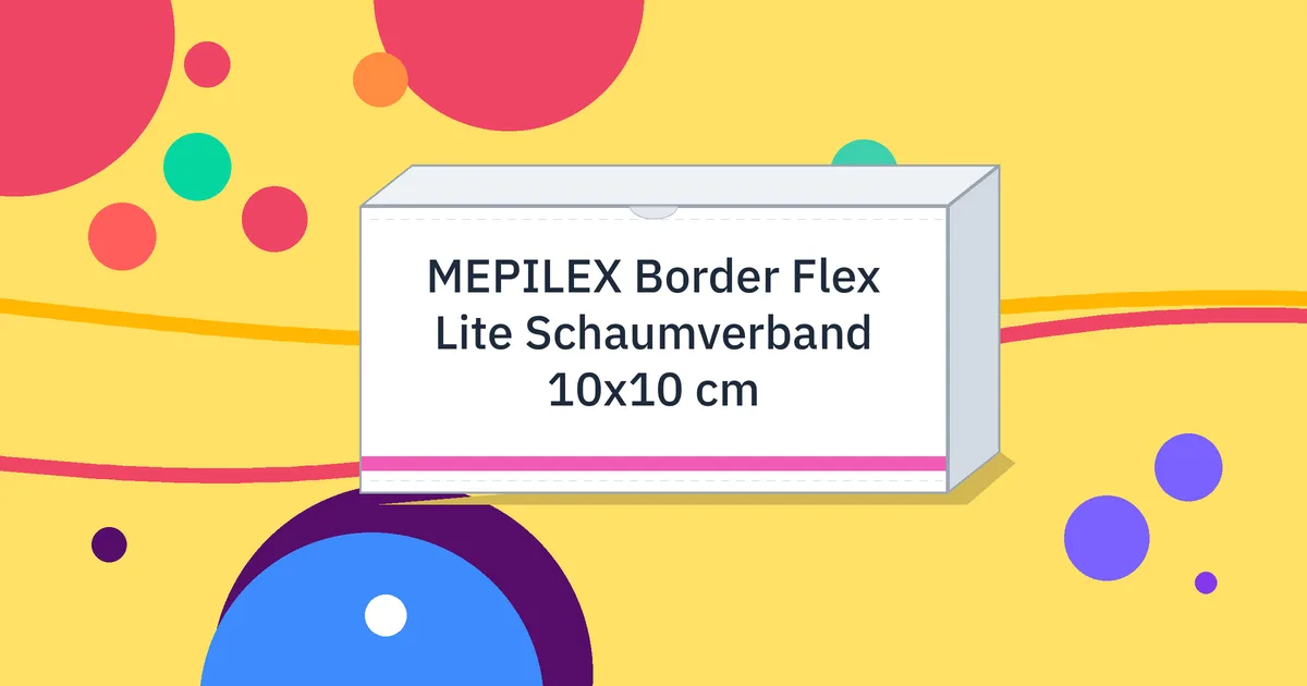 Symbolbild: Packung mit der Aufschrift MEPILEX Border Flex Lite Schaumverband 10x10 cm (PZN 18719140) – Verfügbarkeit und Bezug in Apotheken in Frankfurt am Main