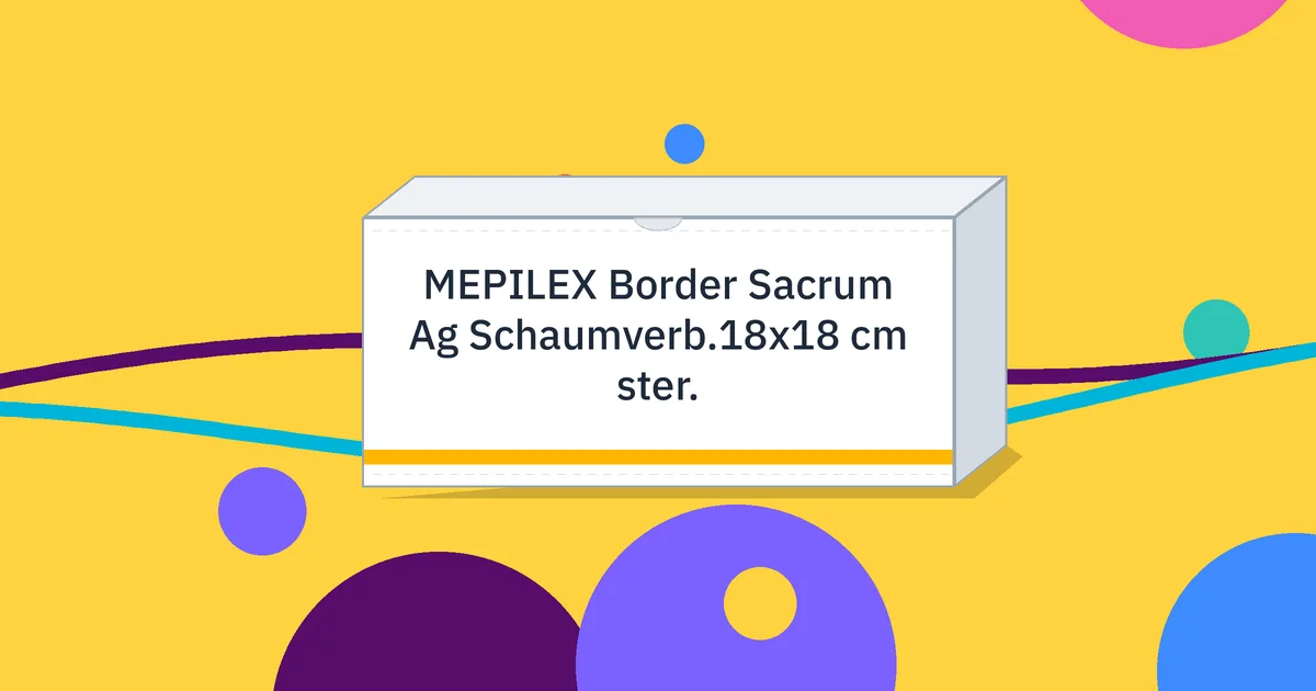 Symbolbild: Packung mit der Aufschrift MEPILEX Border Sacrum Ag Schaumverb.18x18 cm ster. (PZN 17605919) – Verfügbarkeit und Bezug in Apotheken in Frankfurt am Main
