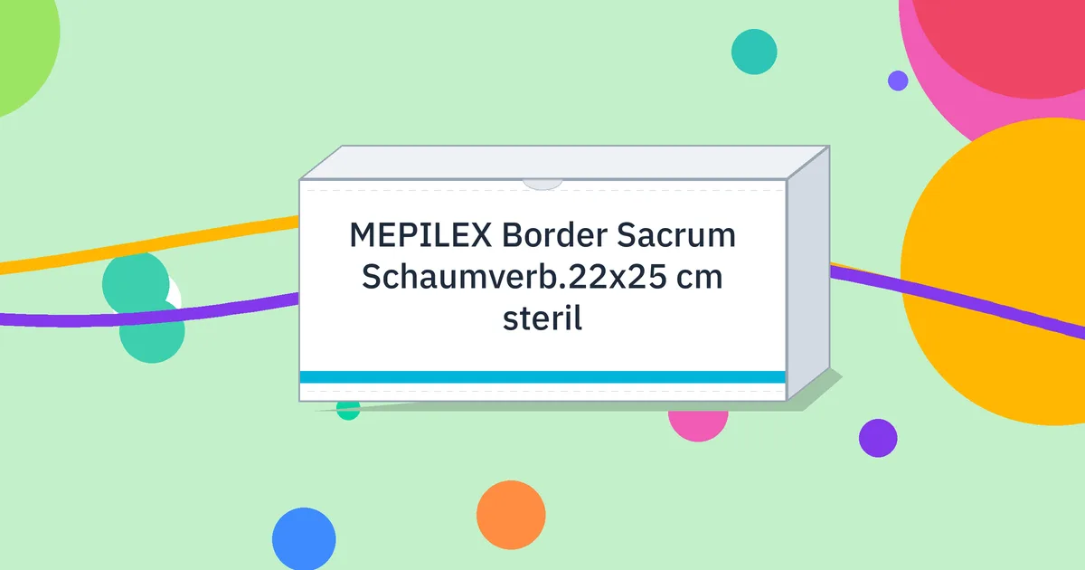 Symbolbild: Packung mit der Aufschrift MEPILEX Border Sacrum Schaumverb.22x25 cm steril (PZN 19453112) – Verfügbarkeit und Bezug in Apotheken in Frankfurt am Main