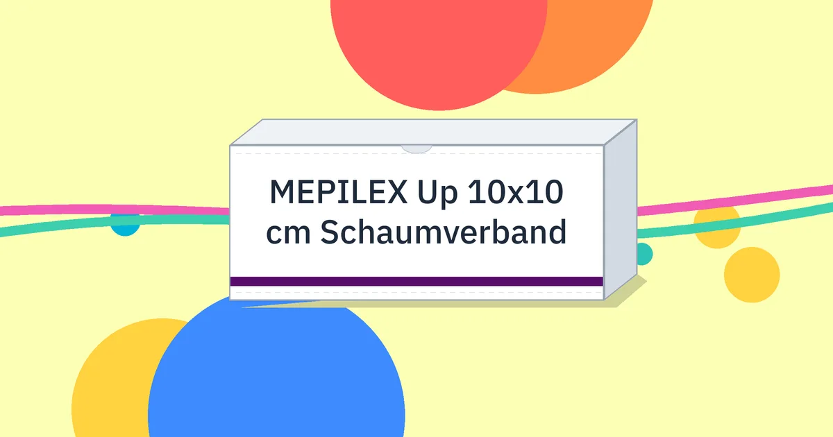 Symbolbild: Packung mit der Aufschrift MEPILEX Up 10x10 cm Schaumverband (PZN 20277761) – Verfügbarkeit und Bezug in Apotheken in Frankfurt am Main