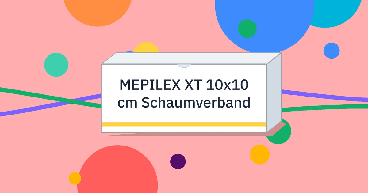 Symbolbild: Packung mit der Aufschrift MEPILEX XT 10x10 cm Schaumverband (PZN 17832880) – Verfügbarkeit und Bezug in Apotheken in Frankfurt am Main