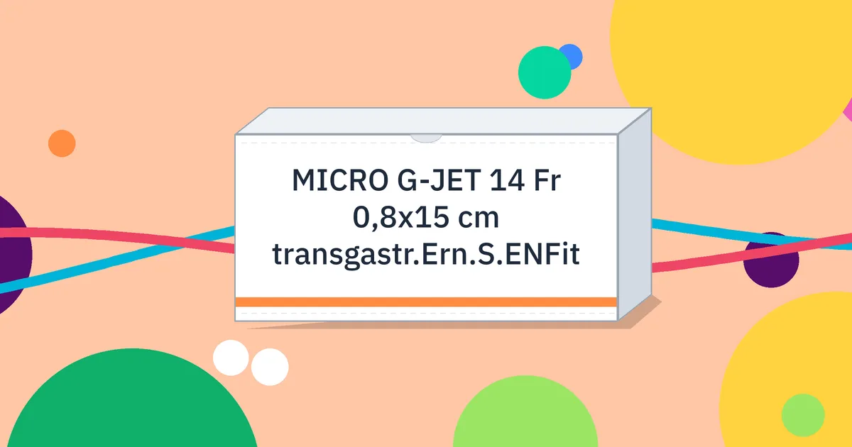 Symbolbild: Packung mit der Aufschrift MICRO G-JET 14 Fr 0,8x15 cm transgastr.Ern.S.ENFit (PZN 17817892) – Verfügbarkeit und Bezug in Apotheken in Frankfurt am Main