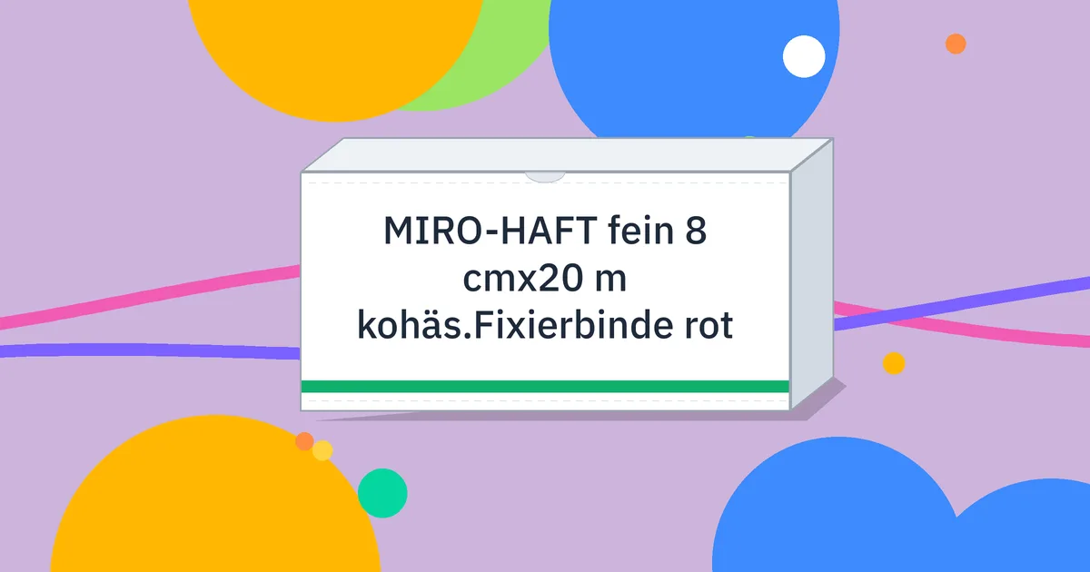 Symbolbild: Packung mit der Aufschrift MIRO-HAFT fein 8 cmx20 m kohäs.Fixierbinde rot (PZN 01215607) – Verfügbarkeit und Bezug in Apotheken in Frankfurt am Main
