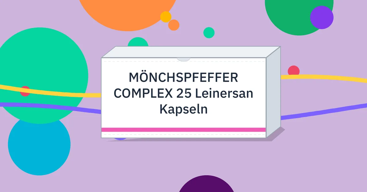 Symbolbild: Packung mit der Aufschrift MÖNCHSPFEFFER COMPLEX 25 Leinersan Kapseln (PZN 00061289) – Verfügbarkeit und Bezug in Apotheken in Frankfurt am Main