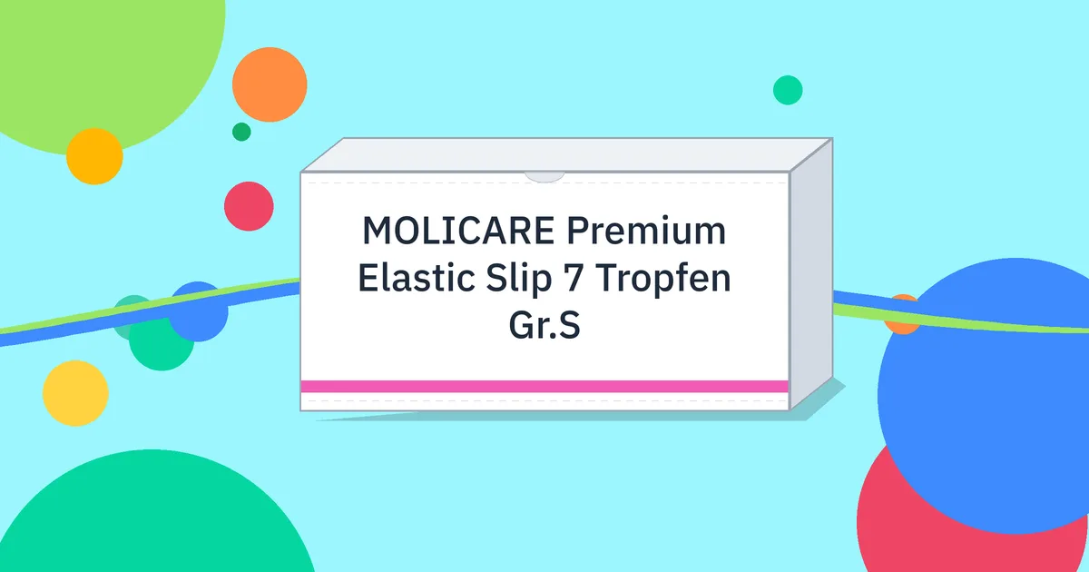 Symbolbild: Packung mit der Aufschrift MOLICARE Premium Elastic Slip 7 Tropfen Gr.S (PZN 15783835) – Verfügbarkeit und Bezug in Apotheken in Frankfurt am Main