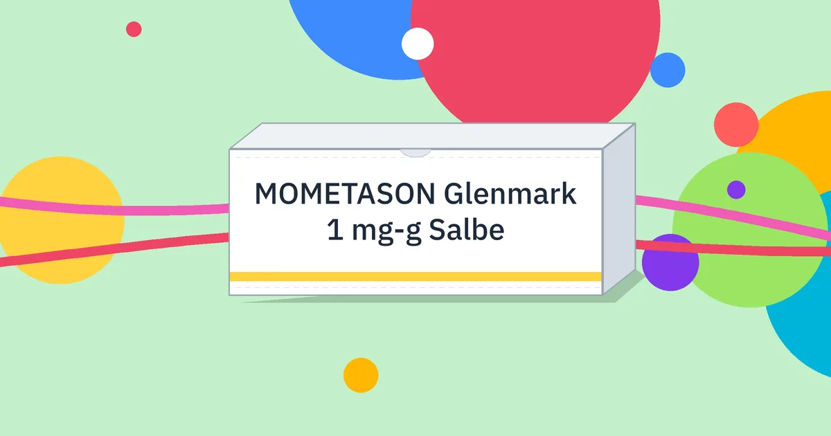 Symbolbild: Packung mit der Aufschrift MOMETASON Glenmark 1 mg-g Salbe (PZN 08820458) – Verfügbarkeit und Bezug in Apotheken in Frankfurt am Main