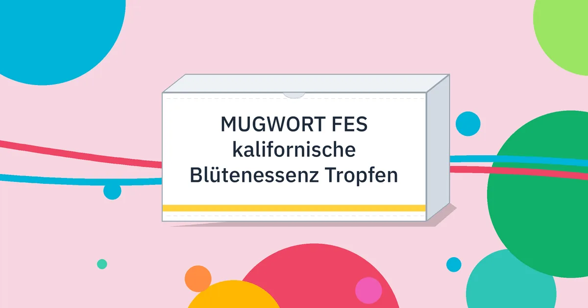 Symbolbild: Packung mit der Aufschrift MUGWORT FES kalifornische Blütenessenz Tropfen (PZN 09173630) – Verfügbarkeit und Bezug in Apotheken in Frankfurt am Main
