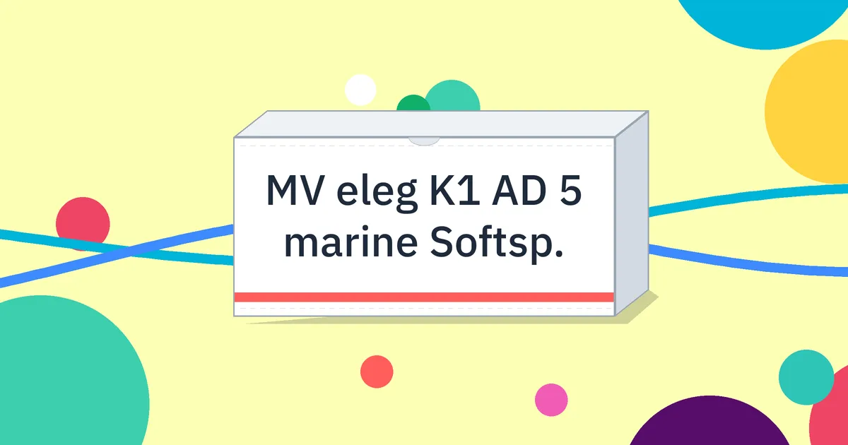 Symbolbild: Packung mit der Aufschrift MV eleg K1 AD 5 marine Softsp. (PZN 14583838) – Verfügbarkeit und Bezug in Apotheken in Frankfurt am Main
