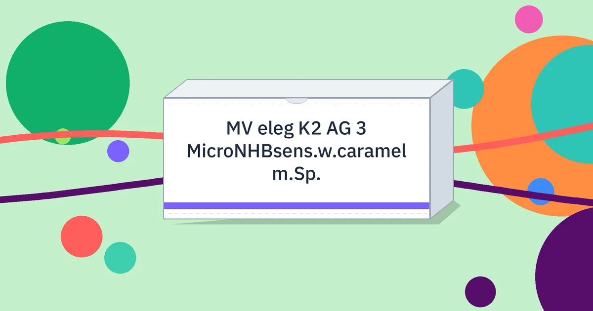 Symbolbild: Packung mit der Aufschrift MV eleg K2 AG 3 MicroNHBsens.w.caramel m.Sp. (PZN 16070333) – Verfügbarkeit und Bezug in Apotheken in Frankfurt am Main