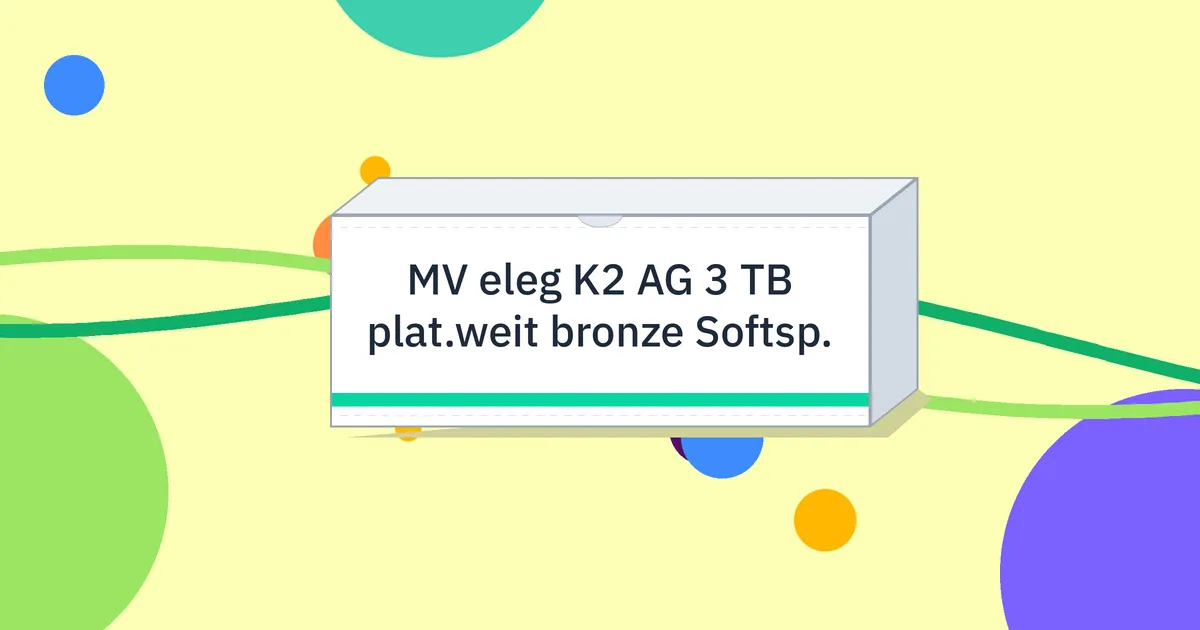 Symbolbild: Packung mit der Aufschrift MV eleg K2 AG 3 TB plat.weit bronze Softsp. (PZN 14718439) – Verfügbarkeit und Bezug in Apotheken in Frankfurt am Main