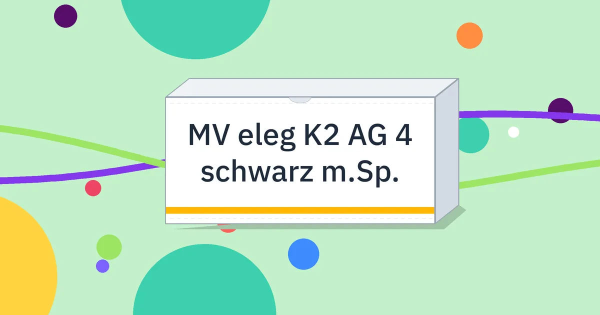 Symbolbild: Packung mit der Aufschrift MV eleg K2 AG 4 schwarz m.Sp. (PZN 00320064) – Verfügbarkeit und Bezug in Apotheken in Frankfurt am Main
