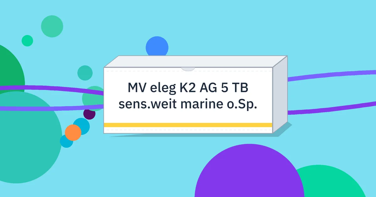 Symbolbild: Packung mit der Aufschrift MV eleg K2 AG 5 TB sens.weit marine o.Sp. (PZN 14611411) – Verfügbarkeit und Bezug in Apotheken in Frankfurt am Main