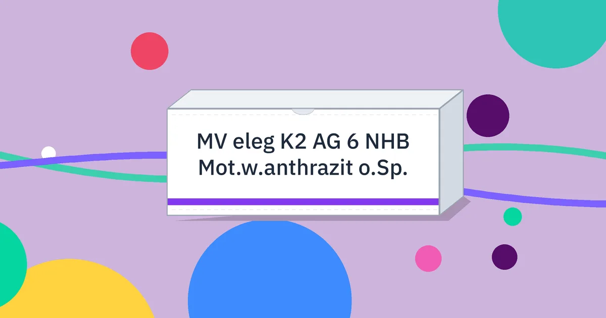 Symbolbild: Packung mit der Aufschrift MV eleg K2 AG 6 NHB Mot.w.anthrazit o.Sp. (PZN 15726122) – Verfügbarkeit und Bezug in Apotheken in Frankfurt am Main