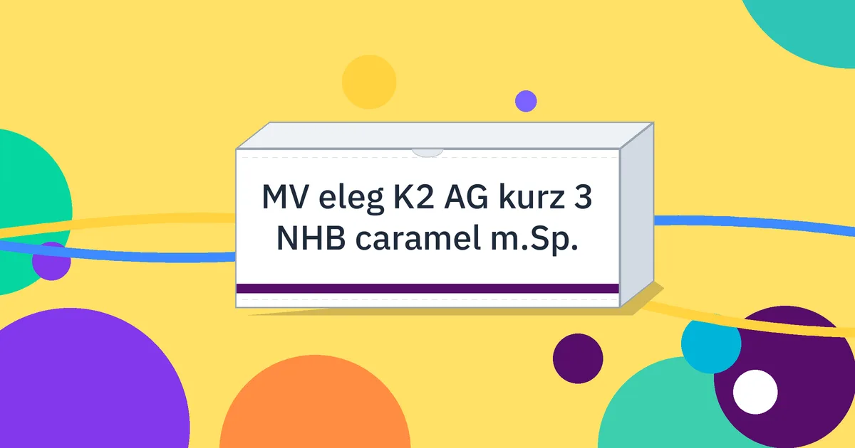 Symbolbild: Packung mit der Aufschrift MV eleg K2 AG kurz 3 NHB caramel m.Sp. (PZN 15716951) – Verfügbarkeit und Bezug in Apotheken in Frankfurt am Main