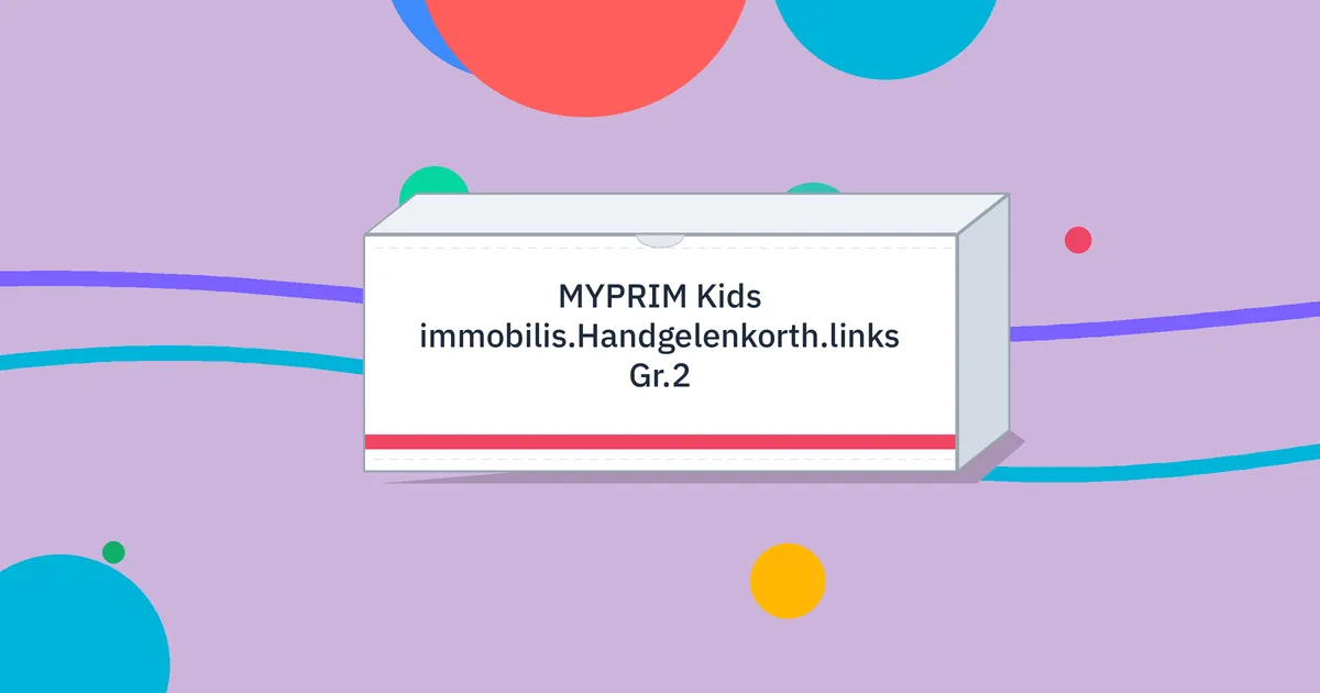 Symbolbild: Packung mit der Aufschrift MYPRIM Kids immobilis.Handgelenkorth.links Gr.2 (PZN 17879551) – Verfügbarkeit und Bezug in Apotheken in Frankfurt am Main