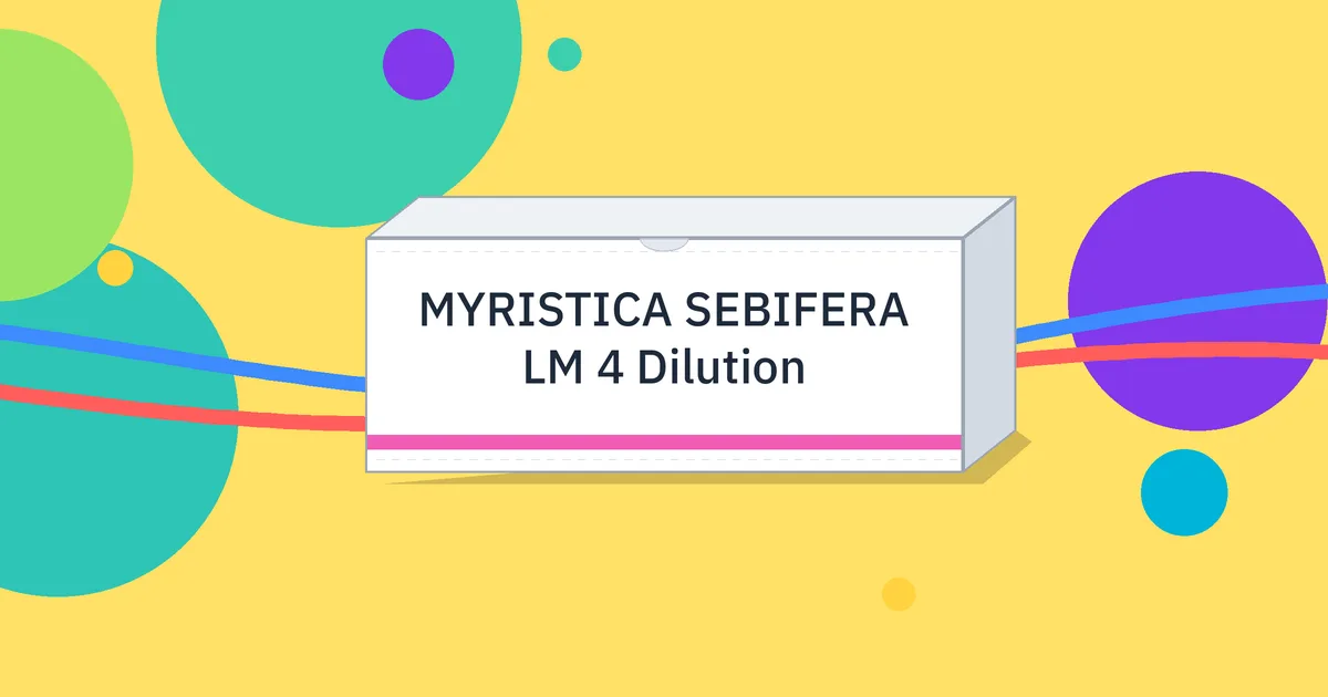 Symbolbild: Packung mit der Aufschrift MYRISTICA SEBIFERA LM 4 Dilution (PZN 13612489) – Verfügbarkeit und Bezug in Apotheken in Frankfurt am Main