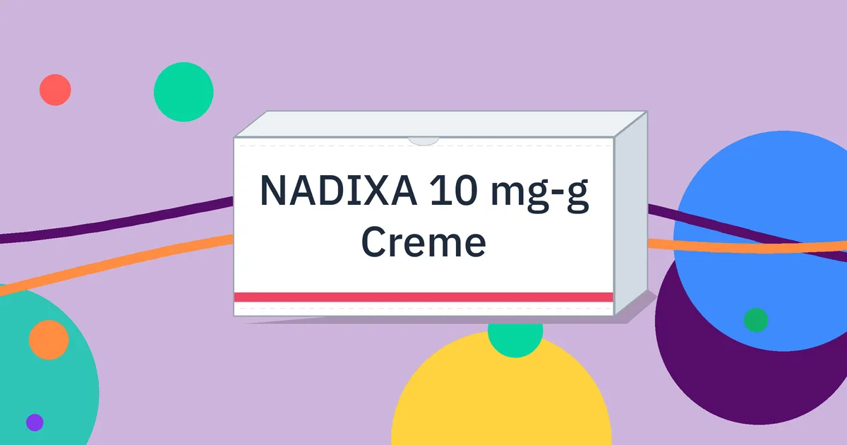 Symbolbild: Packung mit der Aufschrift NADIXA 10 mg-g Creme (PZN 00197132) – Verfügbarkeit und Bezug in Apotheken in Frankfurt am Main