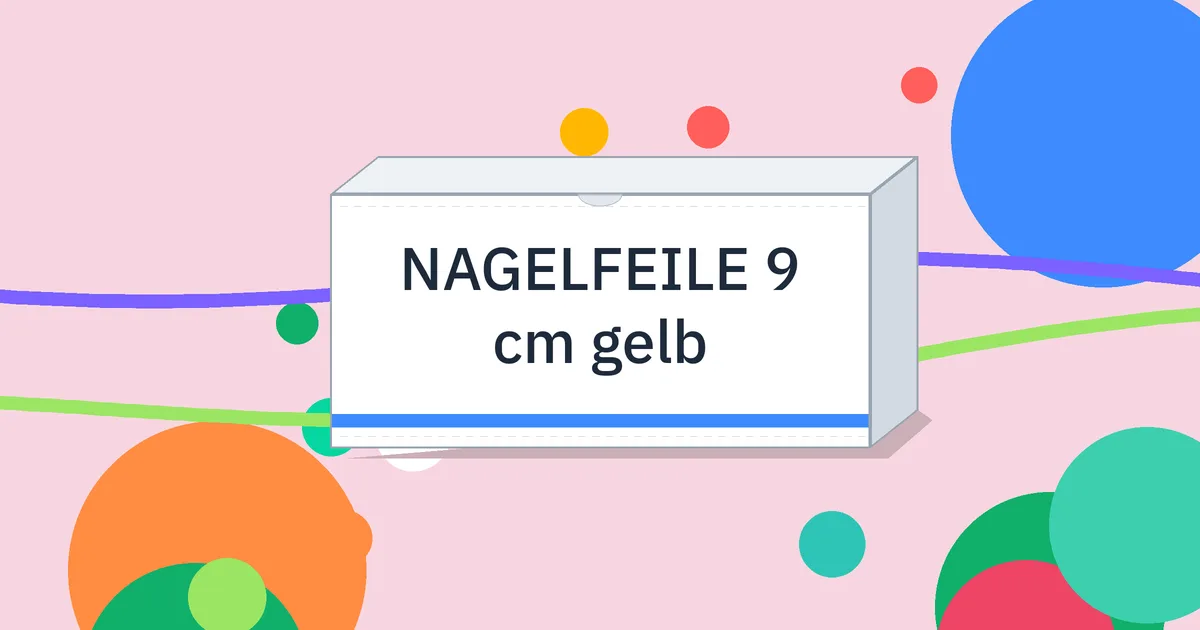 Symbolbild: Packung mit der Aufschrift NAGELFEILE 9 cm gelb (PZN 01510068) – Verfügbarkeit und Bezug in Apotheken in Frankfurt am Main