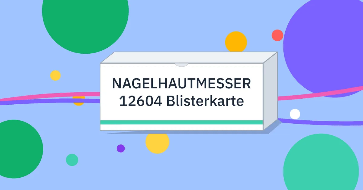Symbolbild: Packung mit der Aufschrift NAGELHAUTMESSER 12604 Blisterkarte (PZN 01274030) – Verfügbarkeit und Bezug in Apotheken in Frankfurt am Main