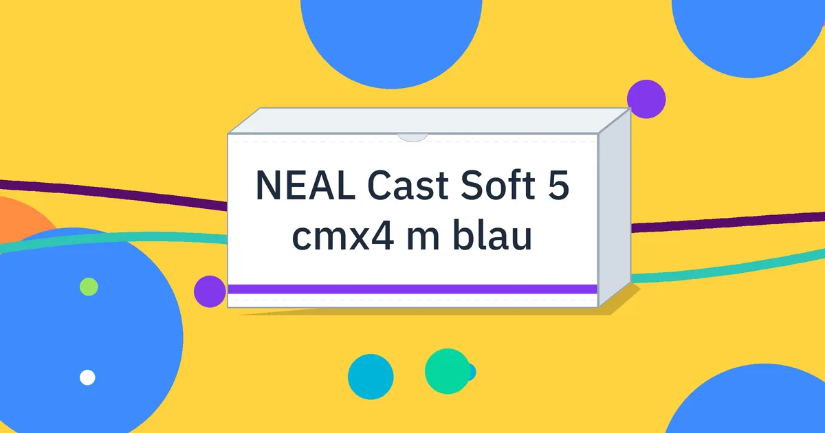 Symbolbild: Packung mit der Aufschrift NEAL Cast Soft 5 cmx4 m blau (PZN 18796732) – Verfügbarkeit und Bezug in Apotheken in Frankfurt am Main