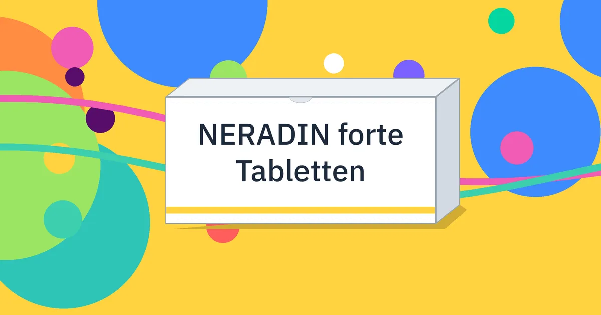 Symbolbild: Packung mit der Aufschrift NERADIN forte Tabletten (PZN 19411444) – Verfügbarkeit und Bezug in Apotheken in Frankfurt am Main