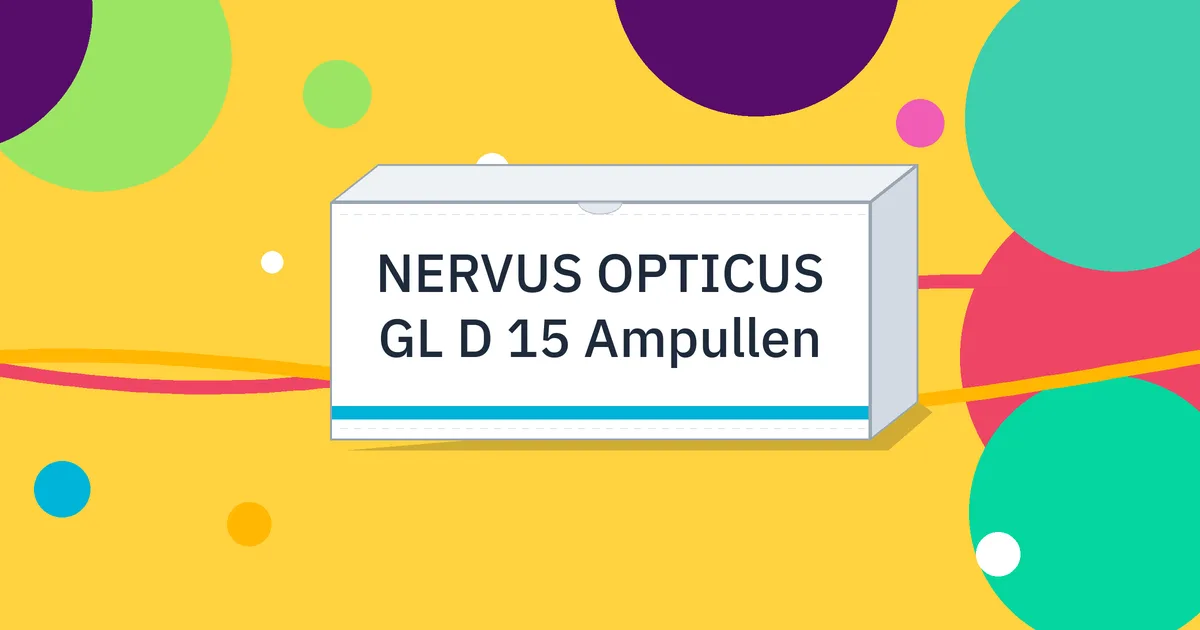 Symbolbild: Packung mit der Aufschrift NERVUS OPTICUS GL D 15 Ampullen (PZN 03355241) – Verfügbarkeit und Bezug in Apotheken in Frankfurt am Main