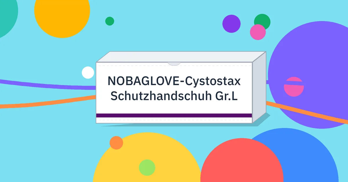 Symbolbild: Packung mit der Aufschrift NOBAGLOVE-Cystostax Schutzhandschuh Gr.L (PZN 10086801) – Verfügbarkeit und Bezug in Apotheken in Frankfurt am Main