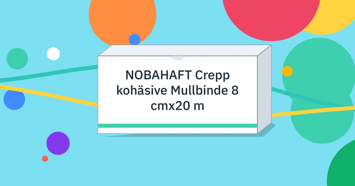 Symbolbild: Packung mit der Aufschrift NOBAHAFT Crepp kohäsive Mullbinde 8 cmx20 m (PZN 16028408) – Verfügbarkeit und Bezug in Apotheken in Frankfurt am Main