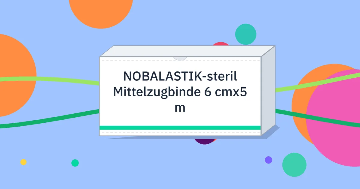 Symbolbild: Packung mit der Aufschrift NOBALASTIK-steril Mittelzugbinde 6 cmx5 m (PZN 04933987) – Verfügbarkeit und Bezug in Apotheken in Frankfurt am Main