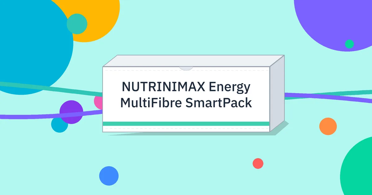 Symbolbild: Packung mit der Aufschrift NUTRINIMAX Energy MultiFibre SmartPack (PZN 14133207) – Verfügbarkeit und Bezug in Apotheken in Frankfurt am Main