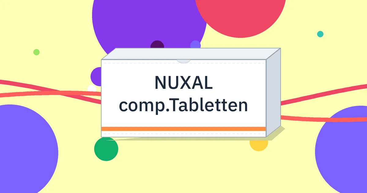 Symbolbild: Packung mit der Aufschrift NUXAL comp.Tabletten (PZN 02888254) – Verfügbarkeit und Bezug in Apotheken in Frankfurt am Main
