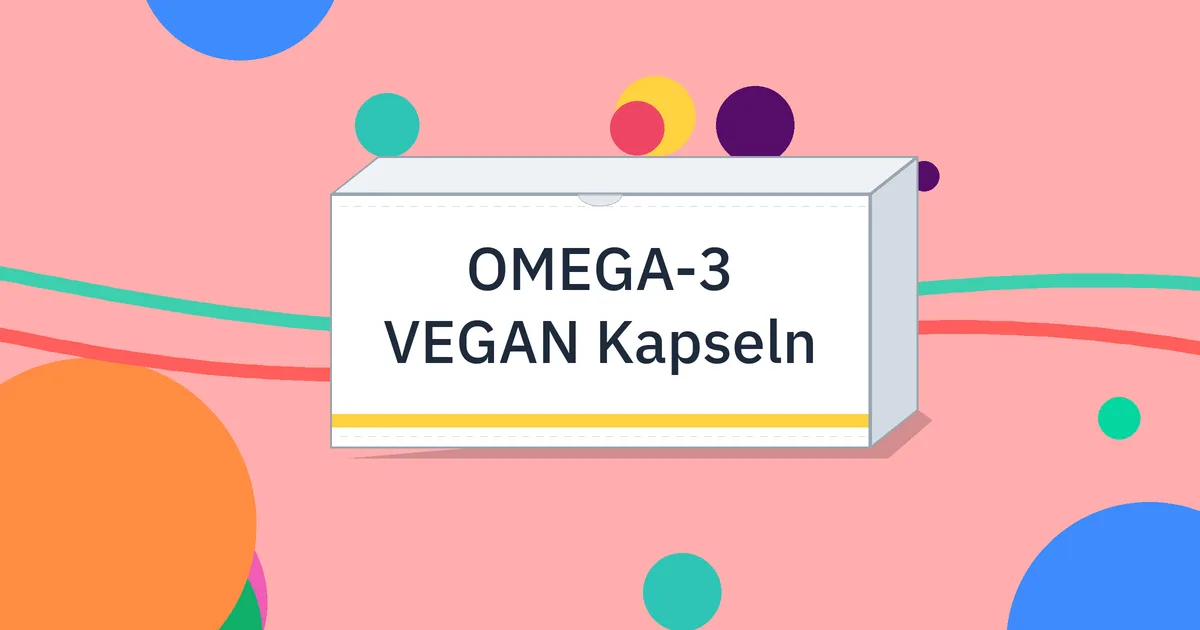 Symbolbild: Packung mit der Aufschrift OMEGA-3 VEGAN Kapseln (PZN 18771301) – Verfügbarkeit und Bezug in Apotheken in Frankfurt am Main