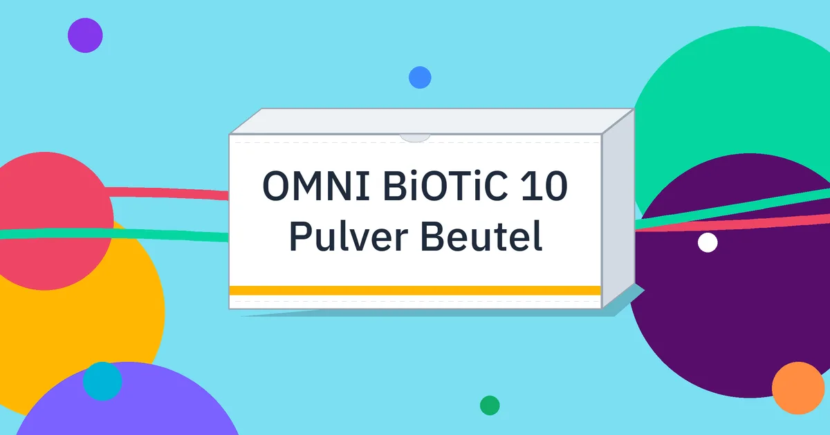 Symbolbild: Packung mit der Aufschrift OMNI BiOTiC 10 Pulver Beutel (PZN 13947528) – Verfügbarkeit und Bezug in Apotheken in Frankfurt am Main