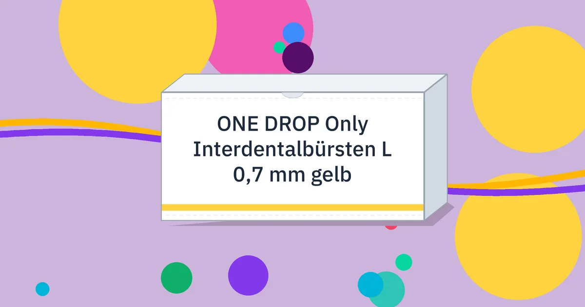 Symbolbild: Packung mit der Aufschrift ONE DROP Only Interdentalbürsten L 0,7 mm gelb (PZN 20779698) – Verfügbarkeit und Bezug in Apotheken in Frankfurt am Main