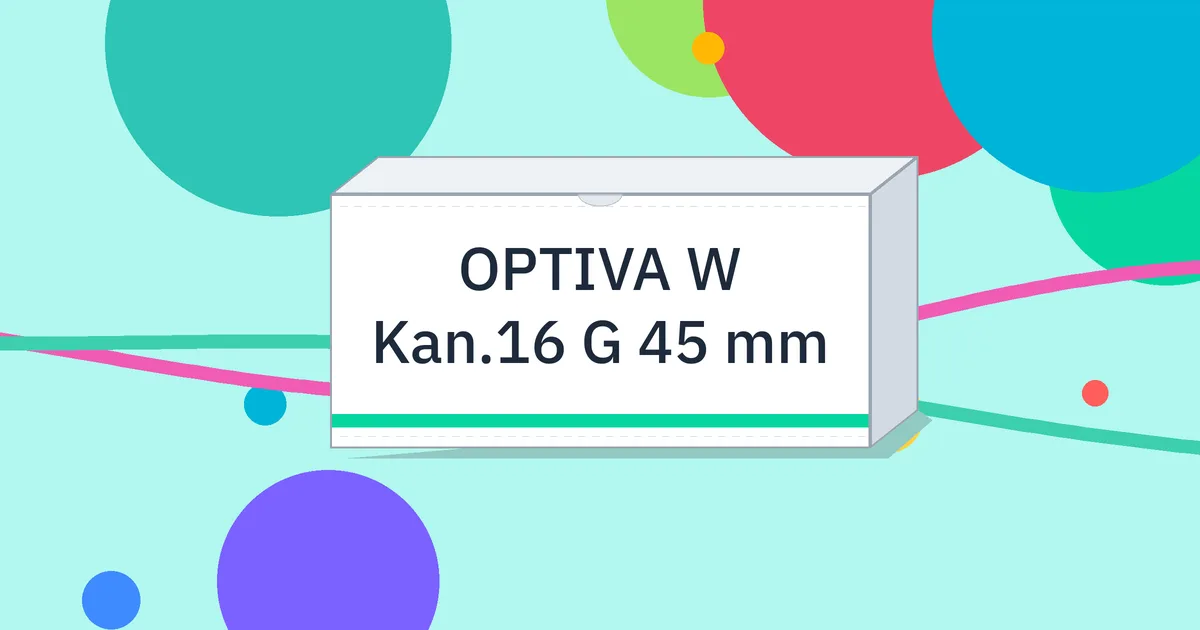 Symbolbild: Packung mit der Aufschrift OPTIVA W Kan.16 G 45 mm (PZN 00909029) – Verfügbarkeit und Bezug in Apotheken in Frankfurt am Main