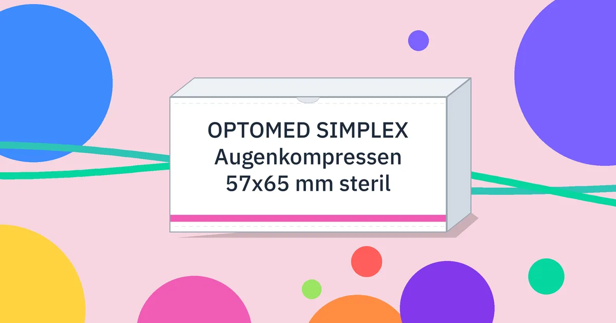 Symbolbild: Packung mit der Aufschrift OPTOMED SIMPLEX Augenkompressen 57x65 mm steril (PZN 19236981) – Verfügbarkeit und Bezug in Apotheken in Frankfurt am Main
