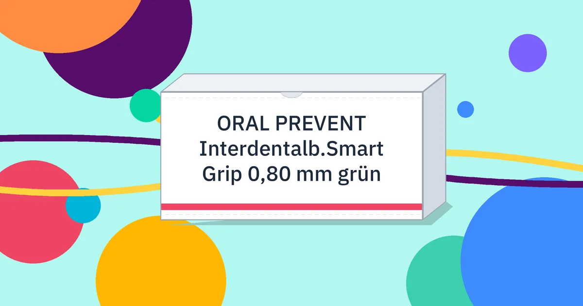 Symbolbild: Packung mit der Aufschrift ORAL PREVENT Interdentalb.Smart Grip 0,80 mm grün (PZN 10216592) – Verfügbarkeit und Bezug in Apotheken in Frankfurt am Main