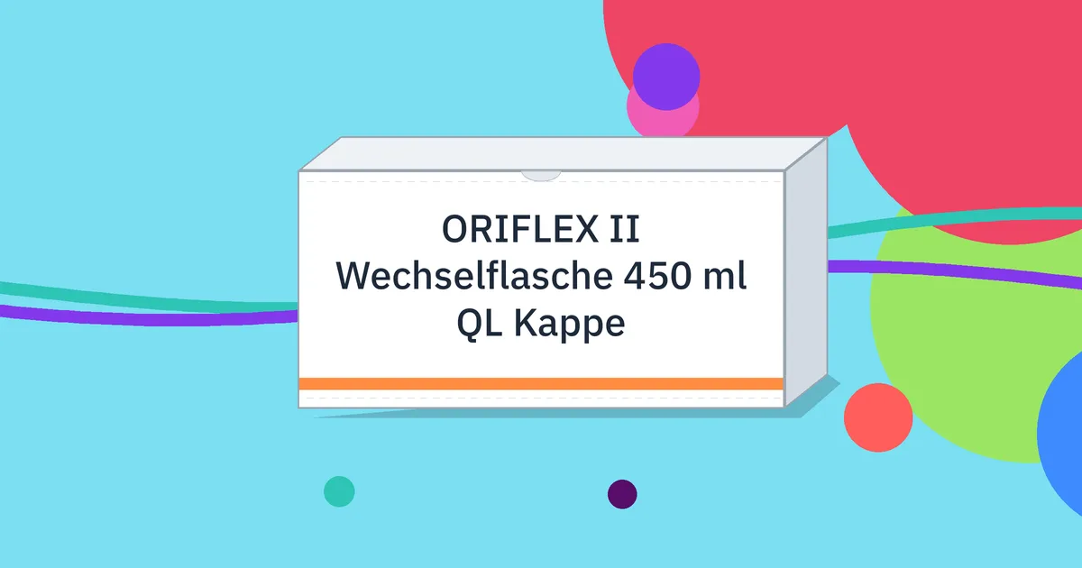 Symbolbild: Packung mit der Aufschrift ORIFLEX II Wechselflasche 450 ml QL Kappe (PZN 17485734) – Verfügbarkeit und Bezug in Apotheken in Frankfurt am Main