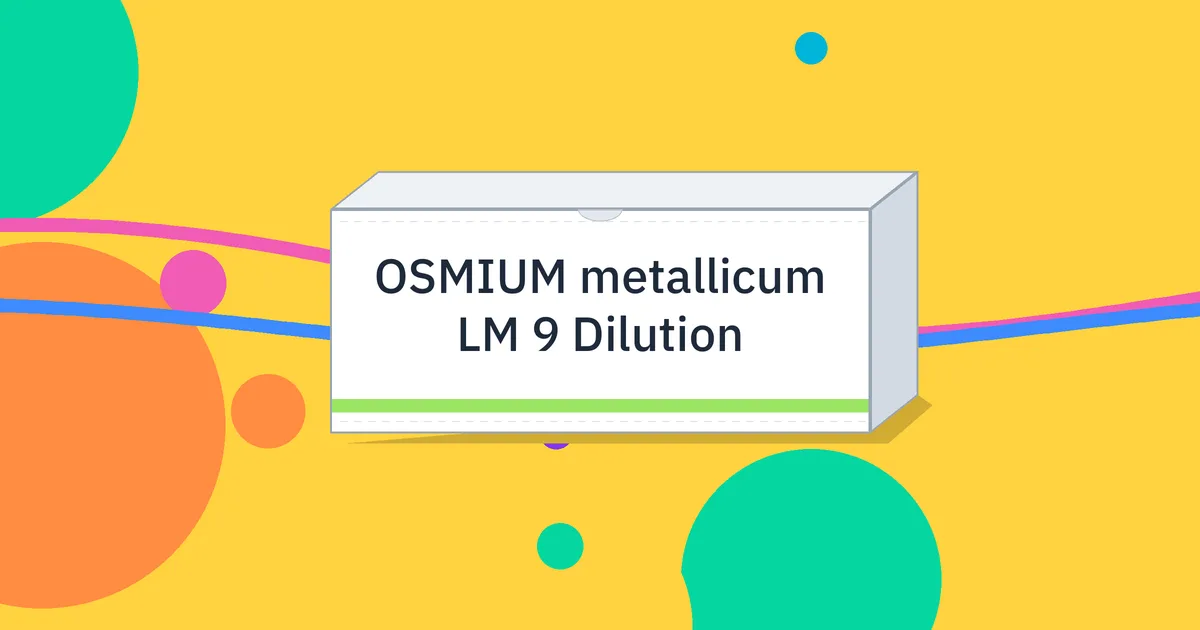 Symbolbild: Packung mit der Aufschrift OSMIUM metallicum LM 9 Dilution (PZN 12973920) – Verfügbarkeit und Bezug in Apotheken in Frankfurt am Main