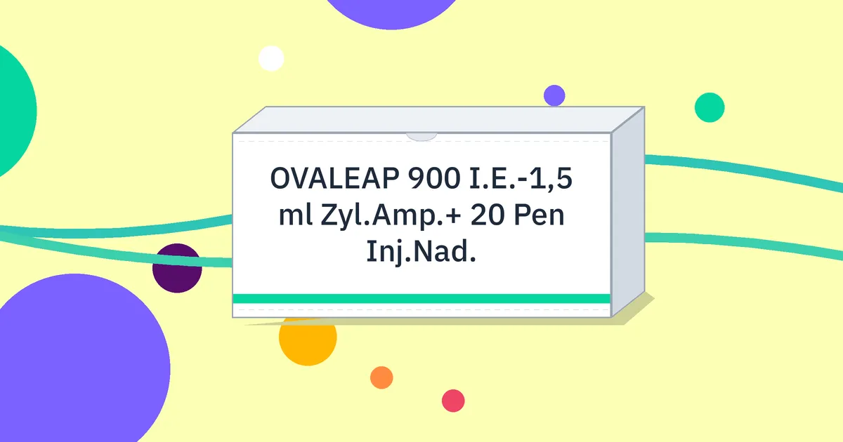 Symbolbild: Packung mit der Aufschrift OVALEAP 900 I.E.-1,5 ml Zyl.Amp.+ 20 Pen Inj.Nad. (PZN 12414698) – Verfügbarkeit und Bezug in Apotheken in Frankfurt am Main
