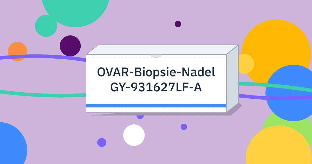 Symbolbild: Packung mit der Aufschrift OVAR-Biopsie-Nadel GY-931627LF-A (PZN 18314590) – Verfügbarkeit und Bezug in Apotheken in Frankfurt am Main